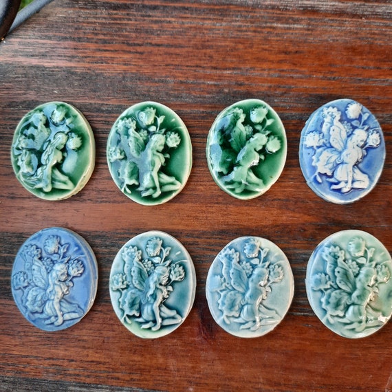 8 Fairy Ceramic Cameos for jewelry making polymer clay | Etsy