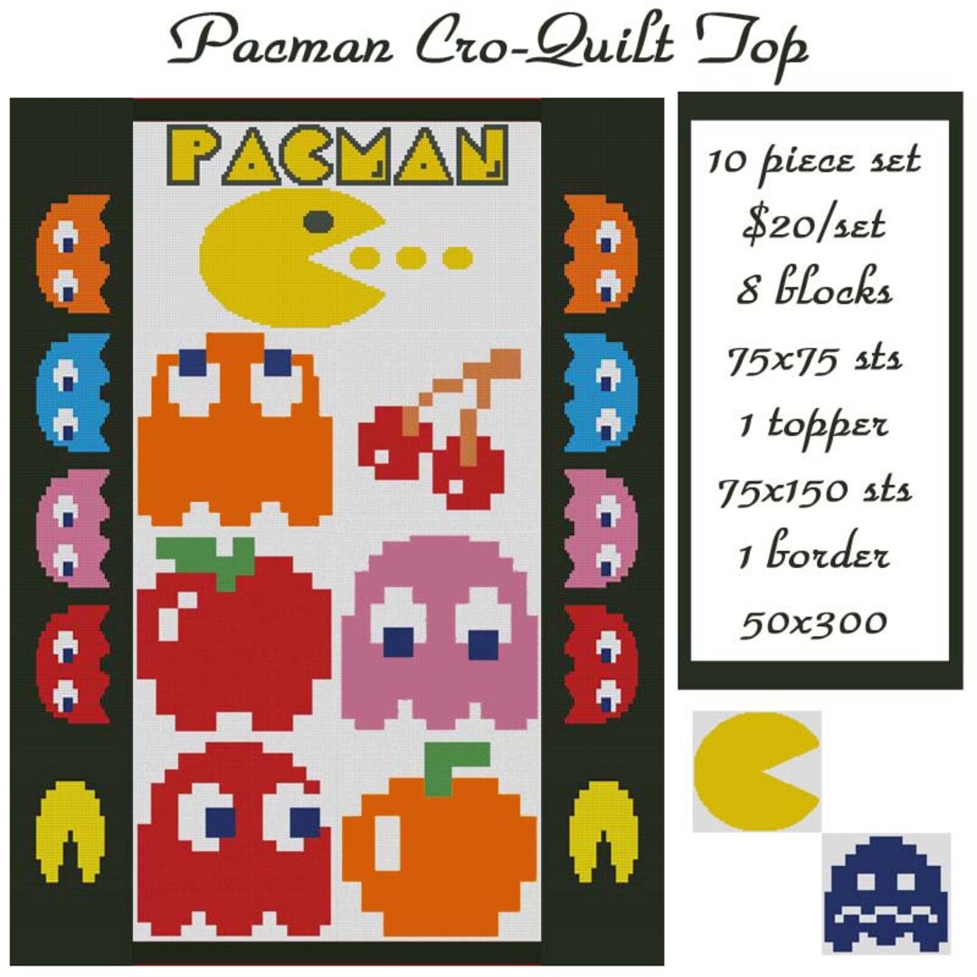Pacman 75x75 Croquilt Blocks Series - Etsy