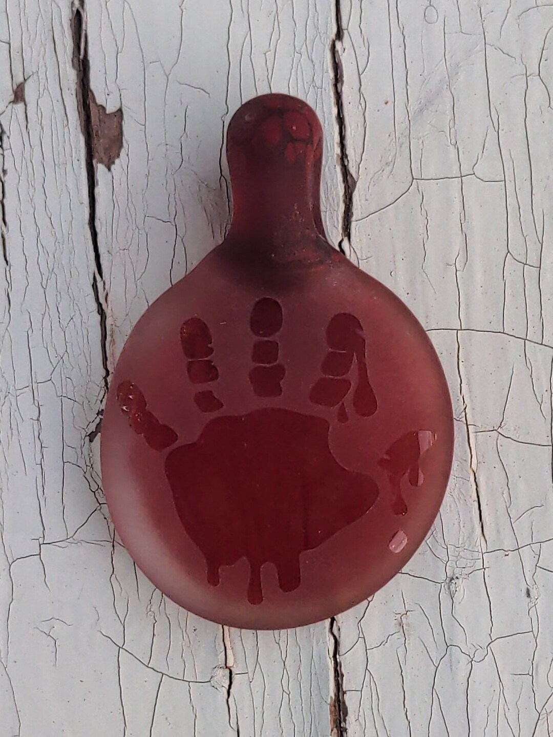 Bloody Handprint Glass Pendant Lampwork Borosilicate Handmade Halloween ...