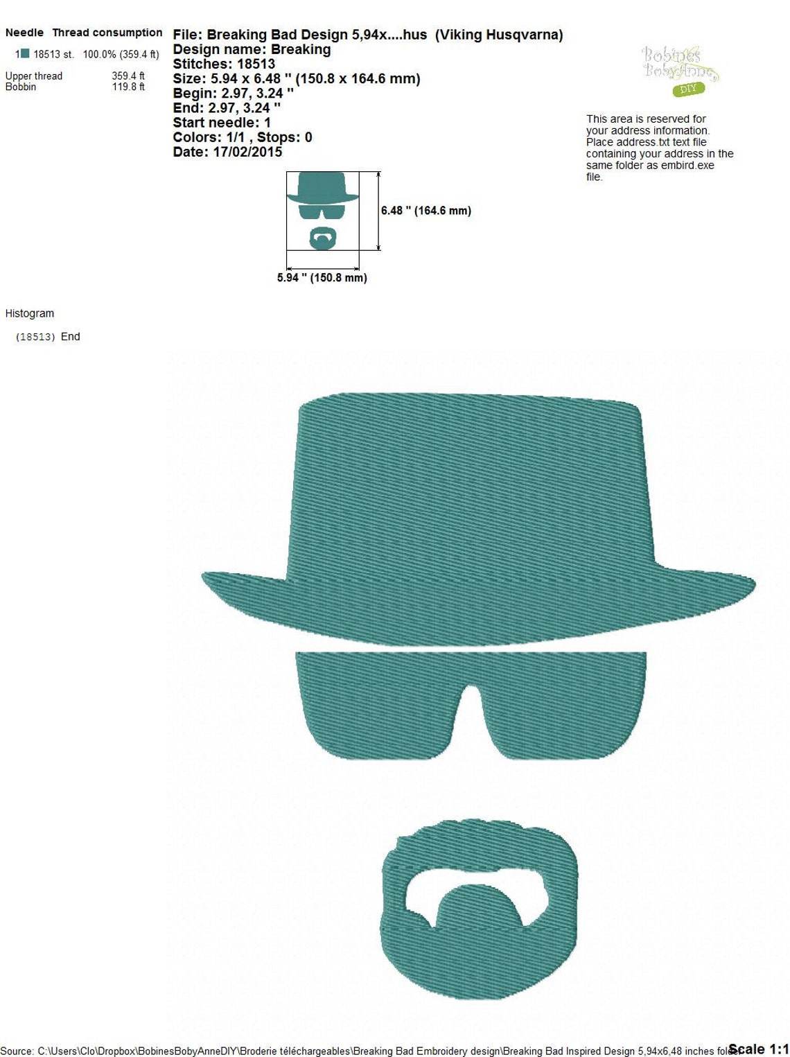 INSTANT Download.breaking Bad Inspired. Heisenberg Embroidery. Walter ...