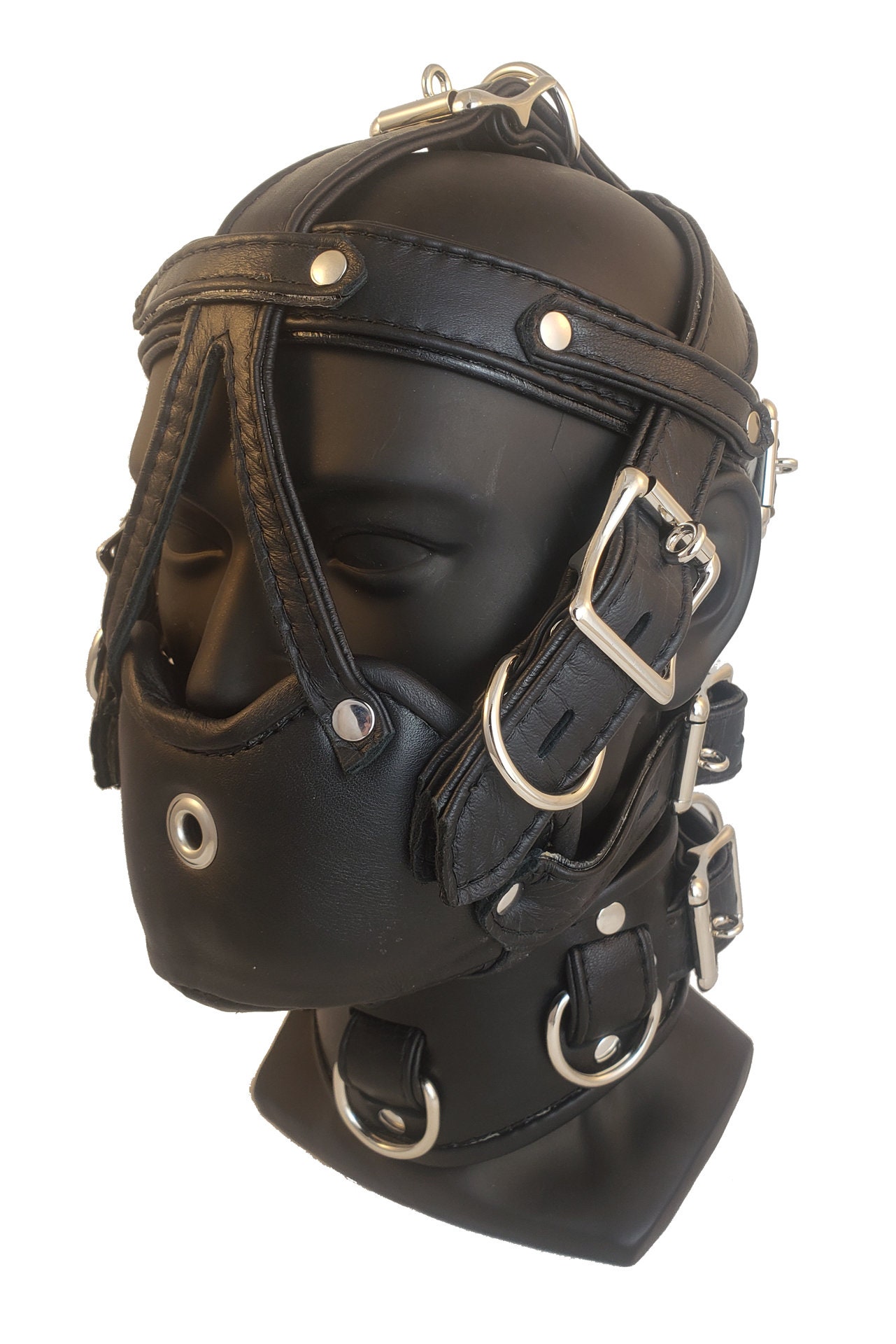 M2 Locking Leather Padded Muzzle Gag With Posture Collar Mature BDSM ...