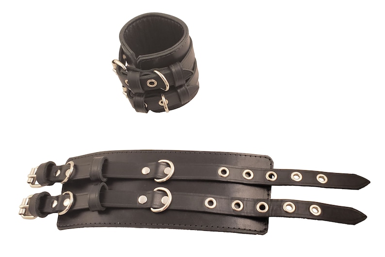 Double Buckle Wrist Restraint BDSM Gear Cosplay Costume Wrist Cuff ...