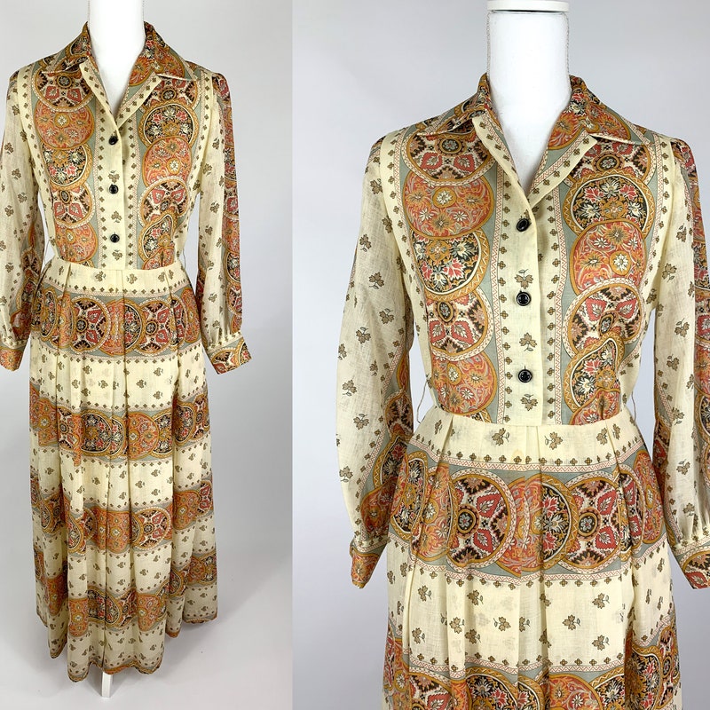70s Paisley Dress - Etsy