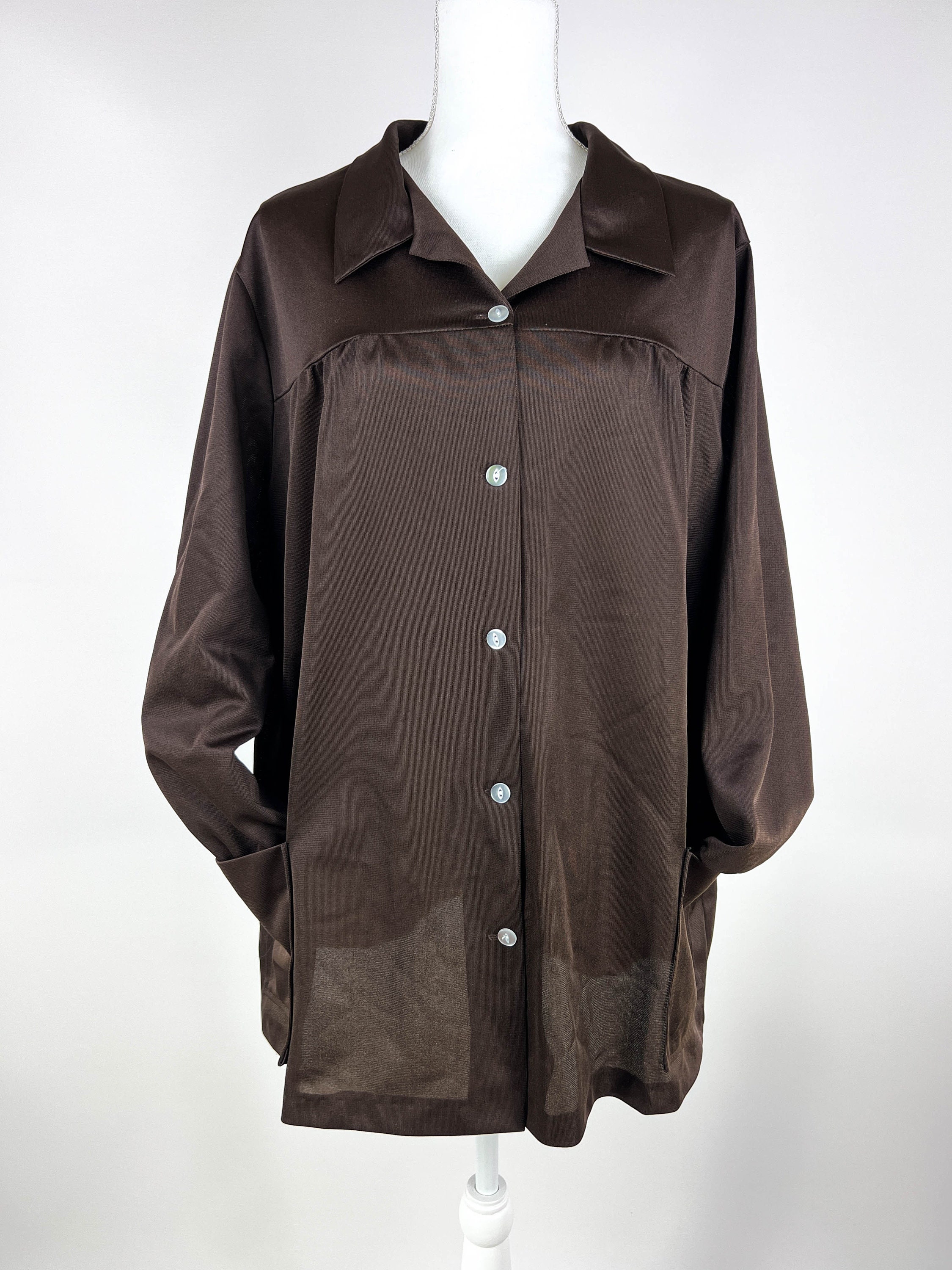 Vintage 1970s Sears Housecoat Brown Size XL or 2XL, 70s Brown Chore ...