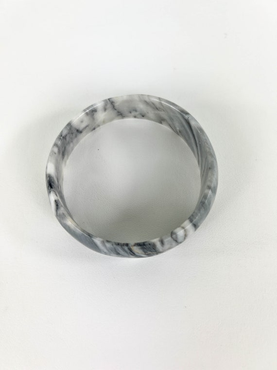 Vintage Carved White Marble Bangle Bracelet 8 inches,… - Gem