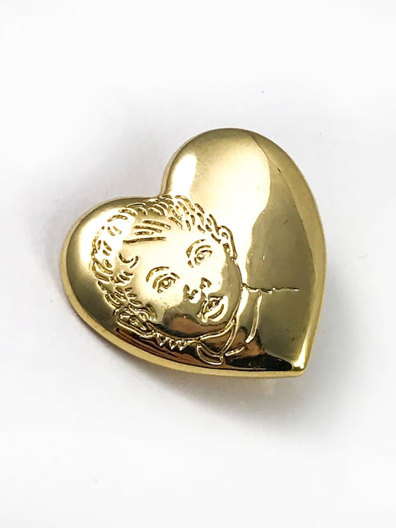 Signed the Variety Club Baby Face Heart Brooch Pin 80s Gold - Etsy