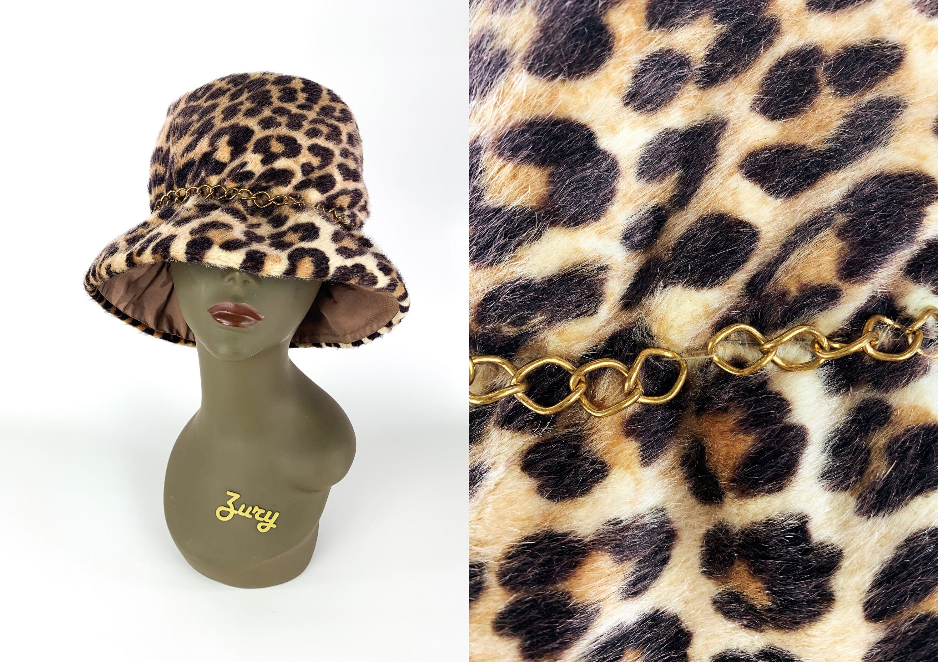Vintage 1960s United Hatters Union Fuzzy Leopard Print Bucket Hat, 60s ...