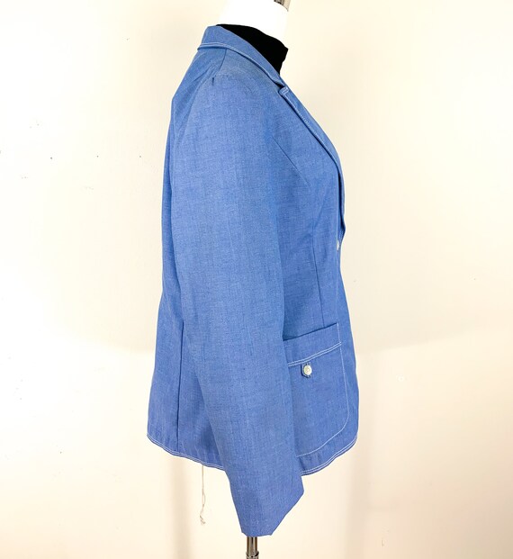 1970s Light Blue Denim Blazer, 70s Joyce Jaguar Colle… - Gem