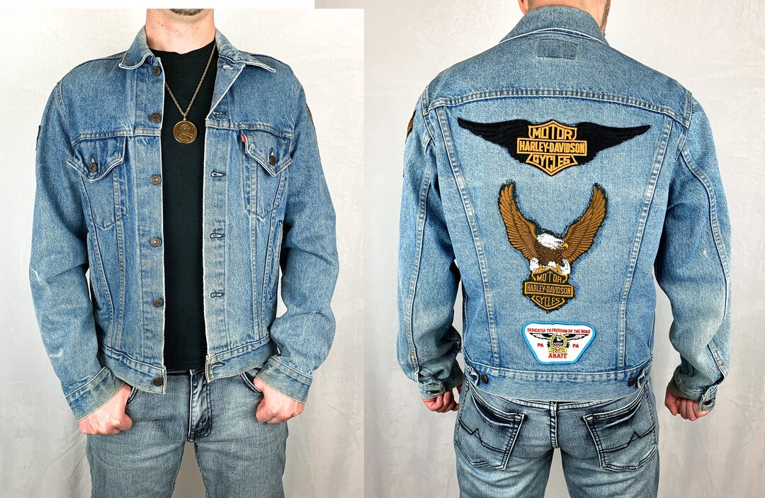 Levis Denim Jacket HARLEY Davidson Jacket PATCH 80s Biker Motorcycle ...