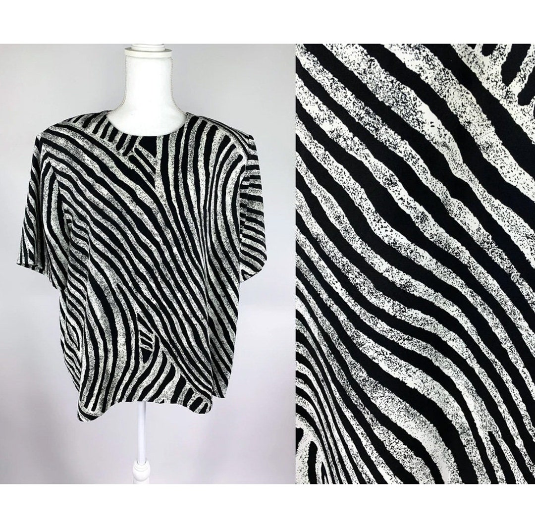 Vintage 1990s Jordan Woman Zebra Print Blouse Women's Plus Size 22 ...