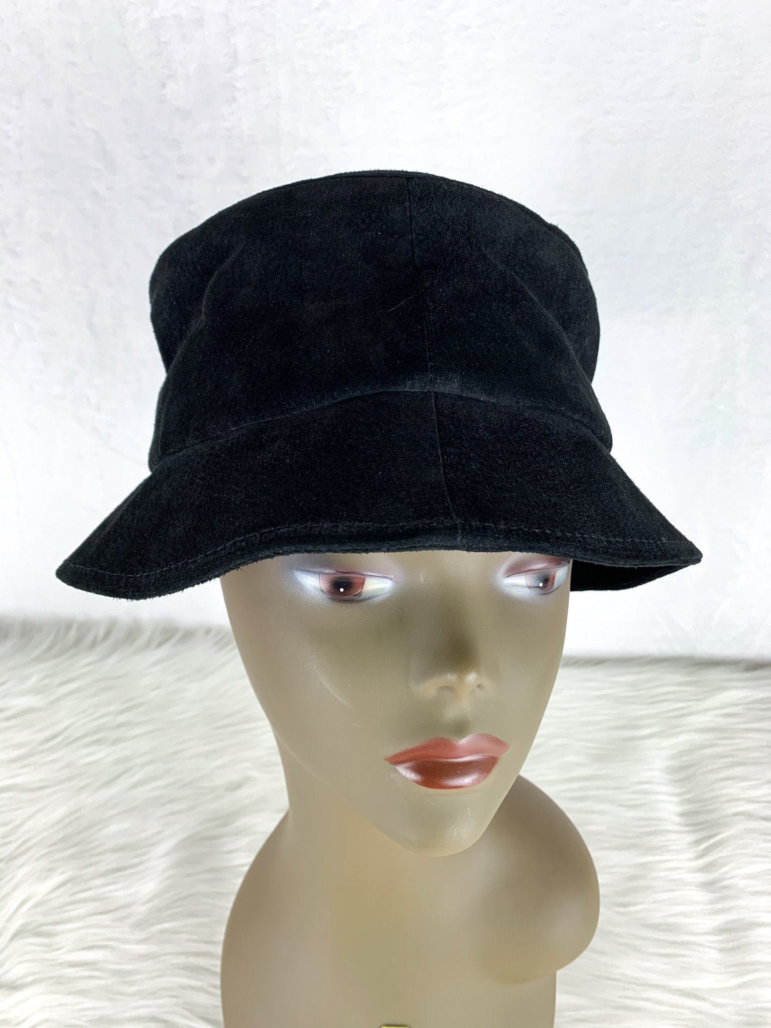 80s Sima International Black Suede Bucket Hat Size M, 80s Bucket Hat ...