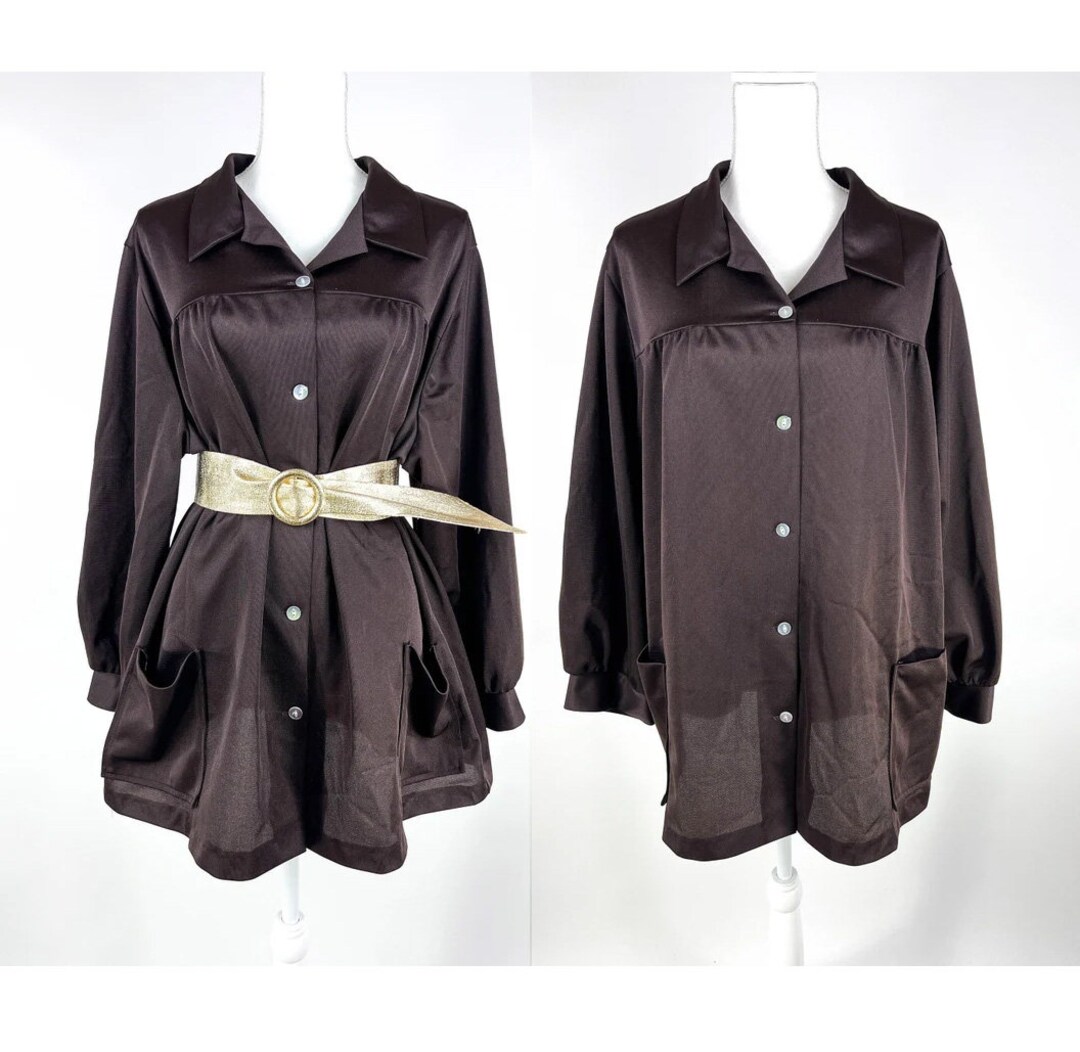 Vintage 1970s Sears Housecoat Brown Size XL or 2XL, 70s Brown Chore ...