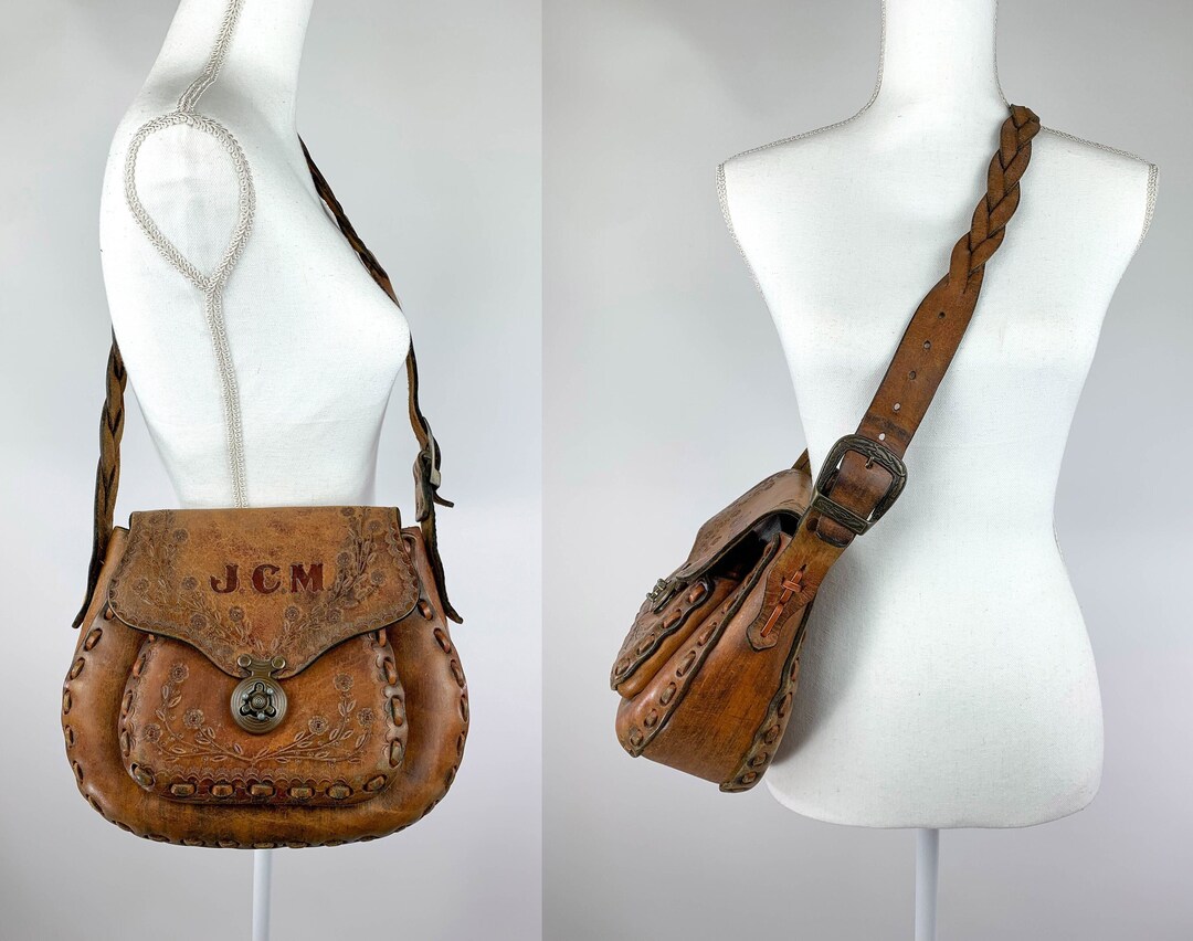 Vintage 1970s Tooled Leather Purse With JCM Monogram, 70s Tooled ...