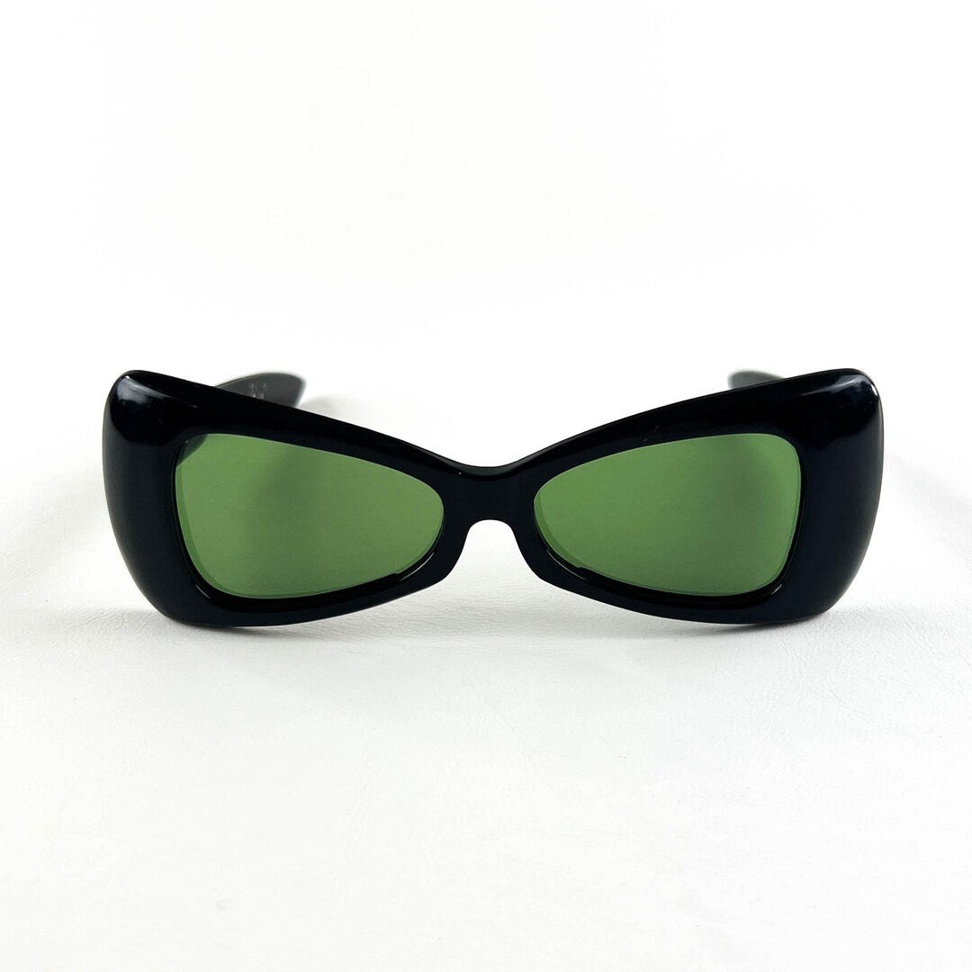 Vintage 1960s Mod Sunglasses, 60s Geometric Black Sunglasses Green ...