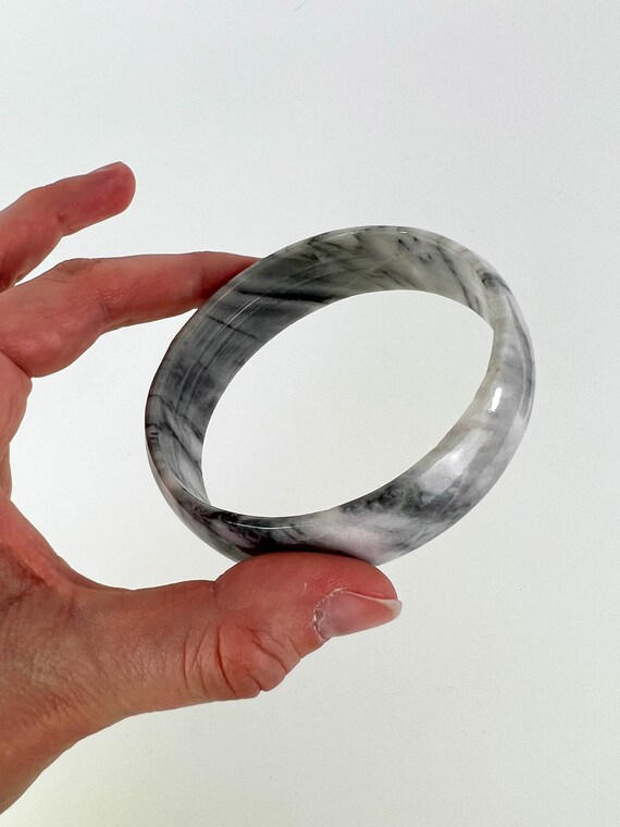 Vintage Carved White Marble Bangle Bracelet 8 inches,… - Gem