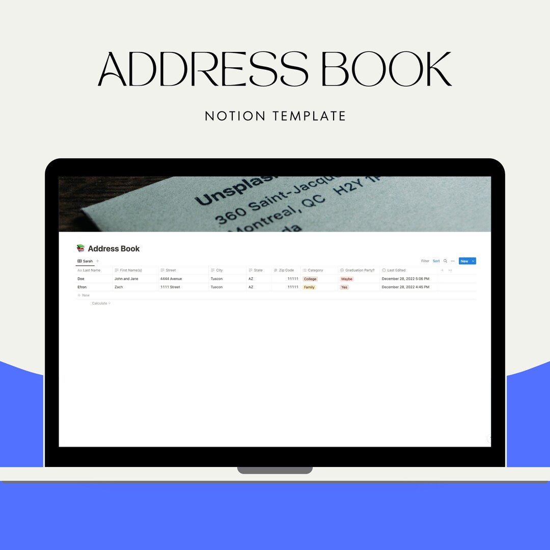 Address Book Notion Template - Etsy