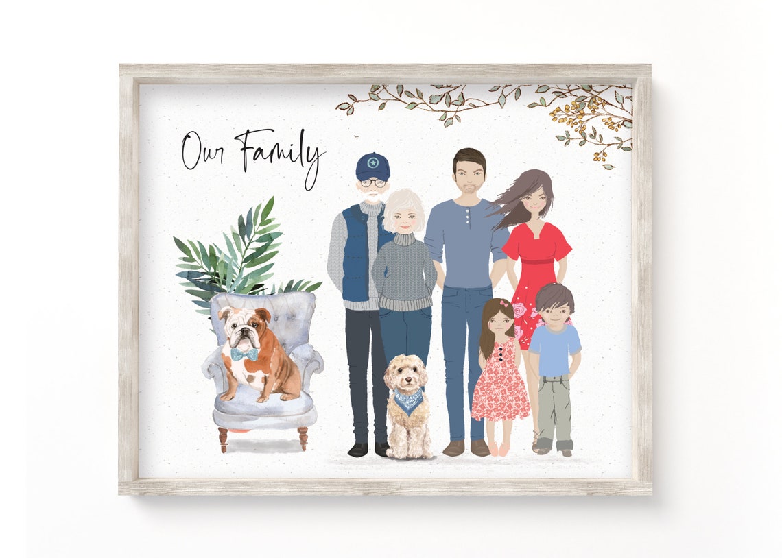 Custom Family Portrait, Personalized Family Illustration, Digital ...