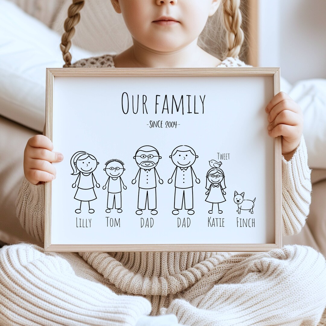 LGBT Family Print, LGBT Stick Figure Family, Custom LGBT Family, Same ...