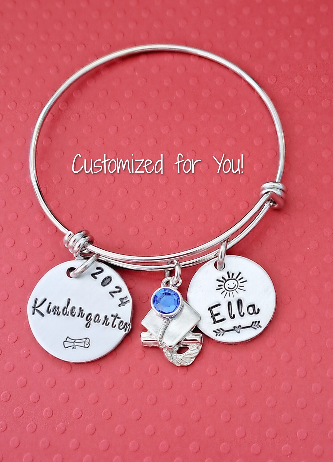 Personalized Graduation Bracelet, Pre-k, Kindergarten Elementary Middle ...
