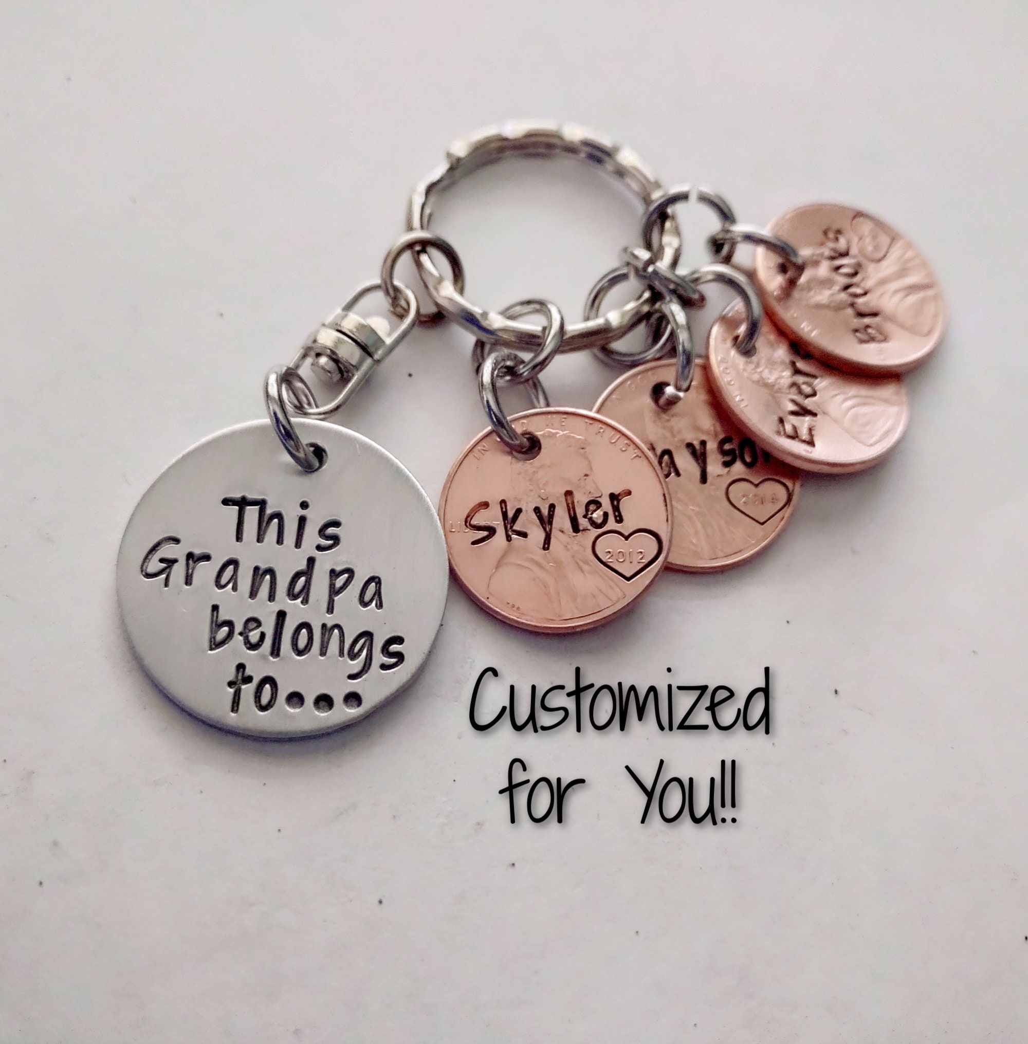 Grandpa Keychain This Grandpa Belongs To....grandkids Name - Etsy