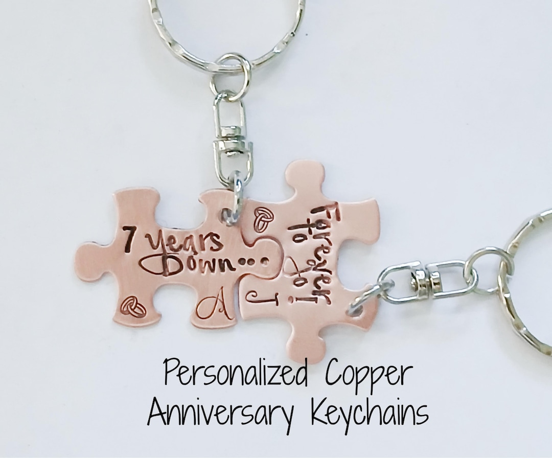 Personalized 7th Year Copper Anniversary Keychains Custom Gift, Puzzle ...