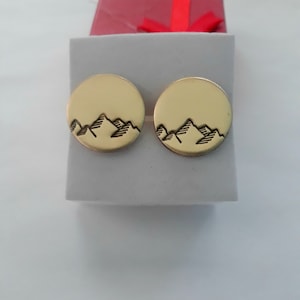 Mountain Range Cuff Links, Outdoors Man Engraved Cufflinks, Anniversary ...