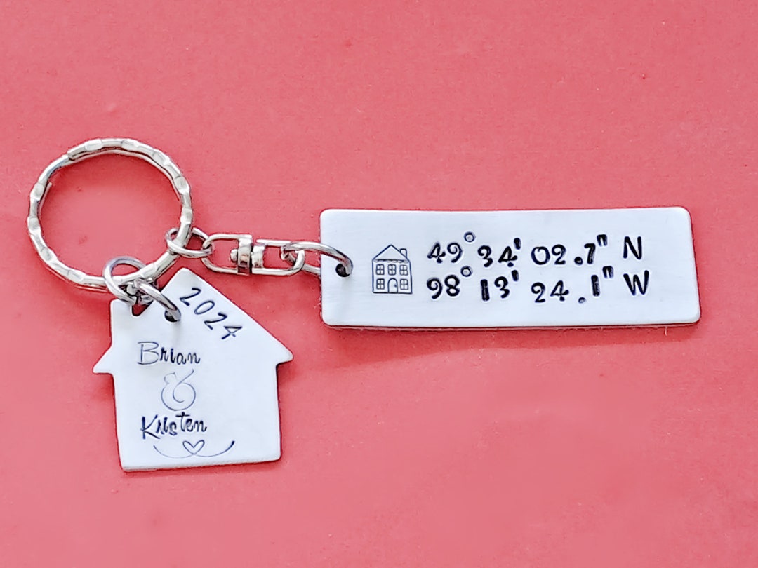 New Homeowner Keychain, Hand Stamped New Home Purchase Key Chain ...
