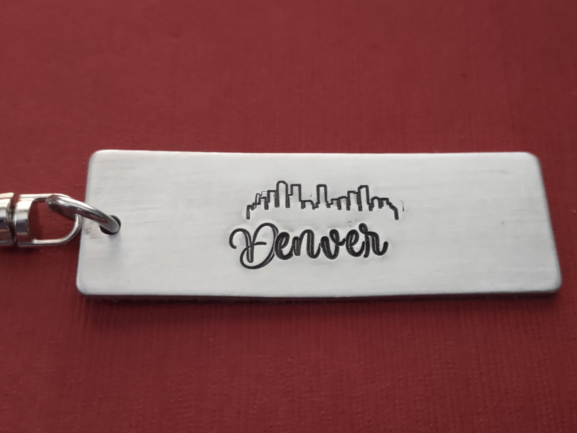 Denver Skyline Keychain Hand Stamped Custom Key Chain - Etsy