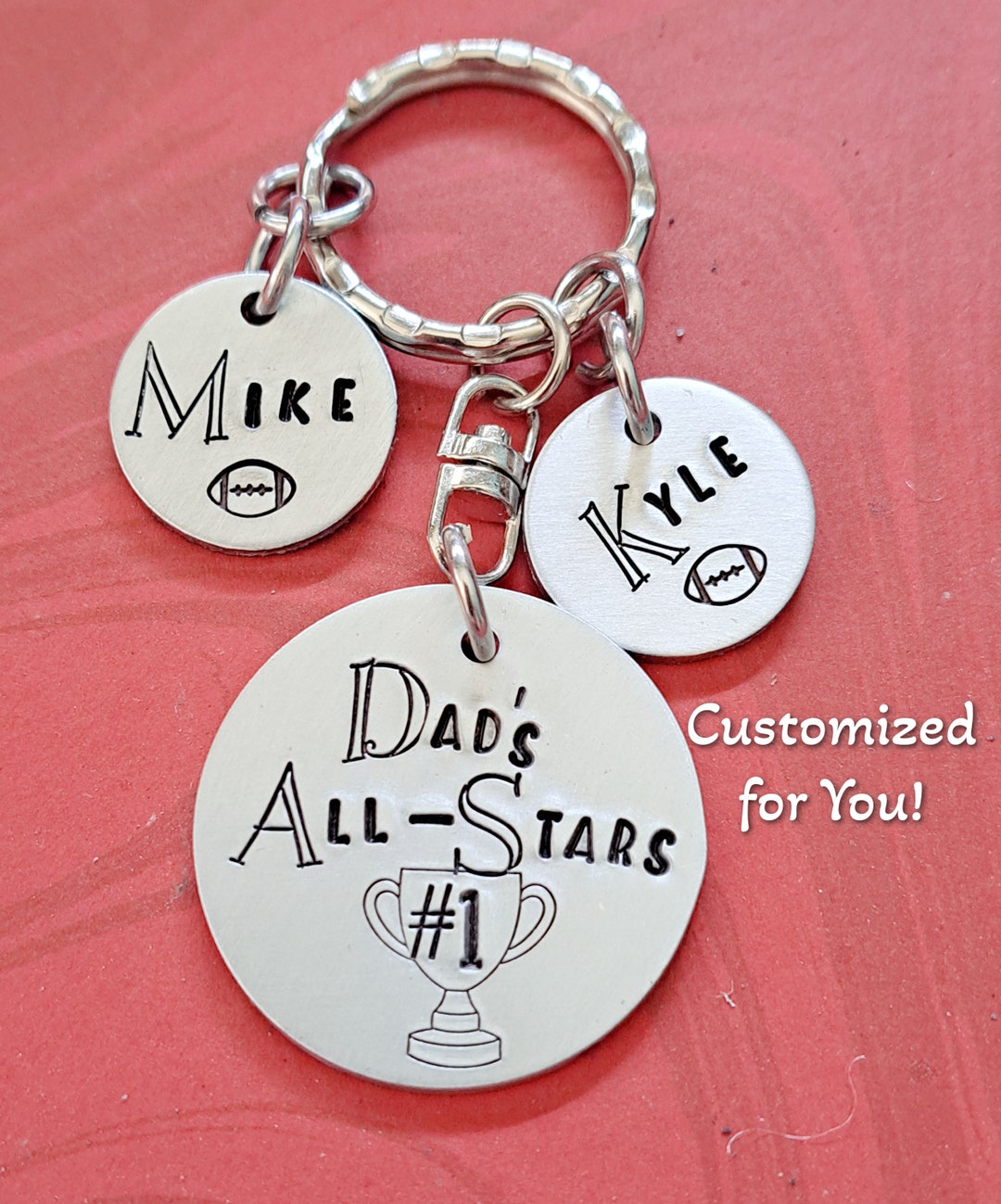 Personalized Father's Day Key Chain, Hand Stamped Dads Greatest Catches ...