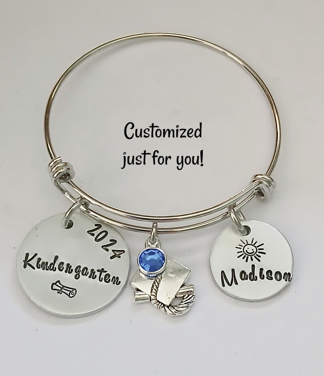 Personalized Graduation Bracelet, Pre-k, Kindergarten Elementary Middle ...