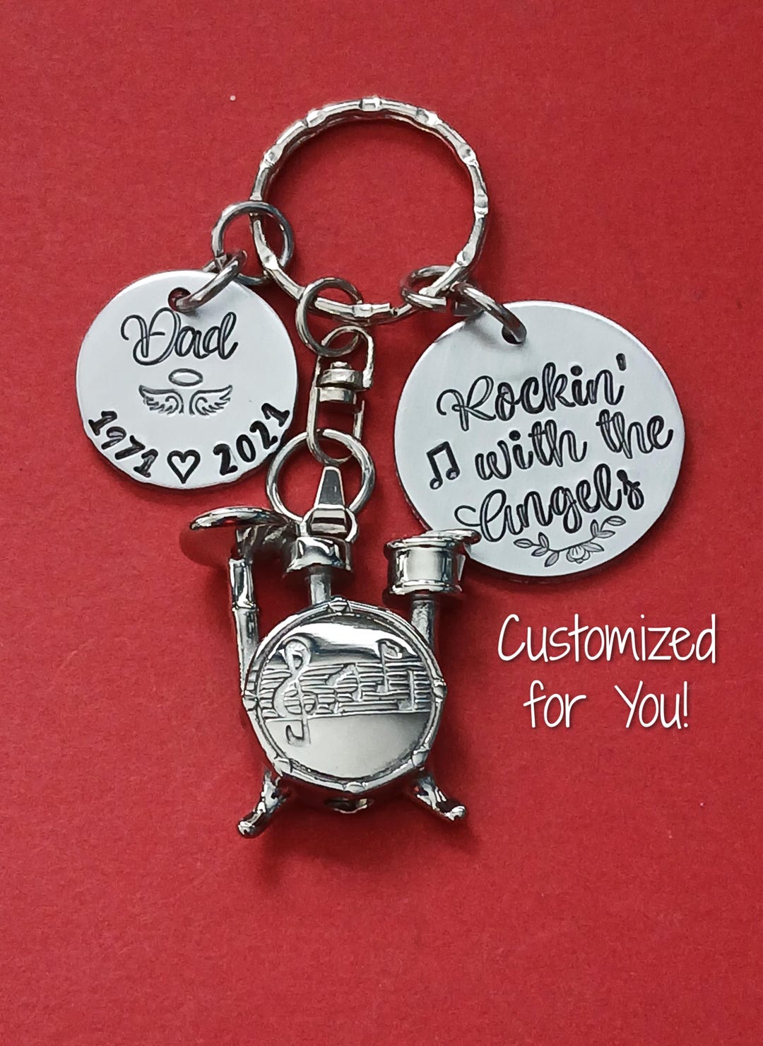 Drummer Cremation Urn Memorial Keychain, Personalized Musician Memorial ...