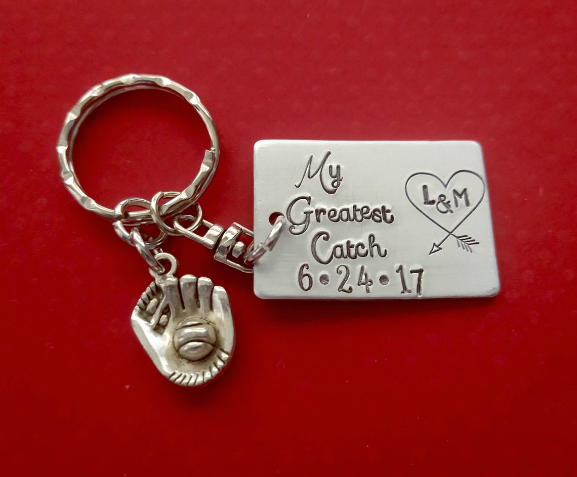 Personalized Baseball Key Chain Hand Stamped My Greatest | Etsy
