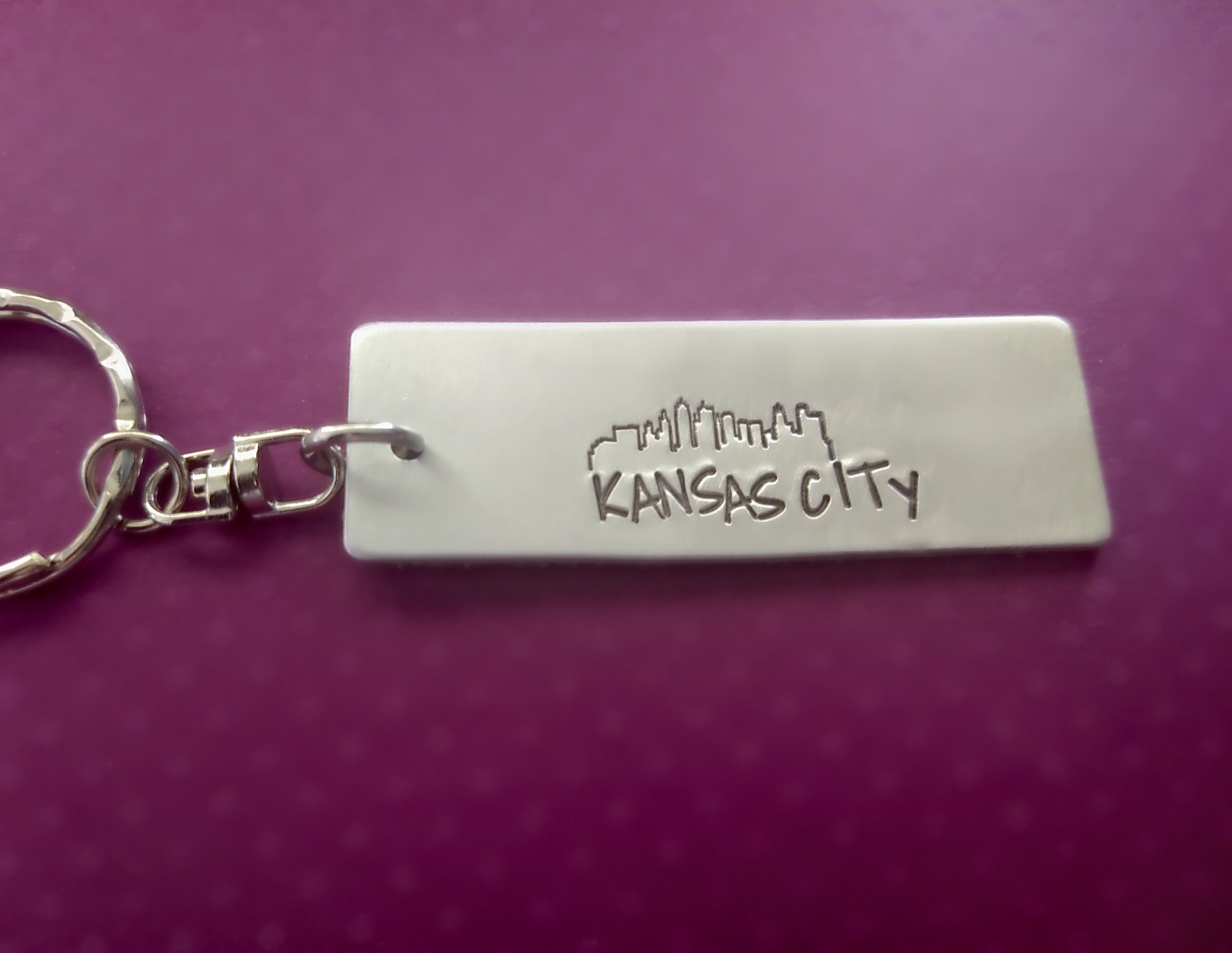 Kansas City Skyline Keychain Hand Stamped Custom Key Chains - Etsy
