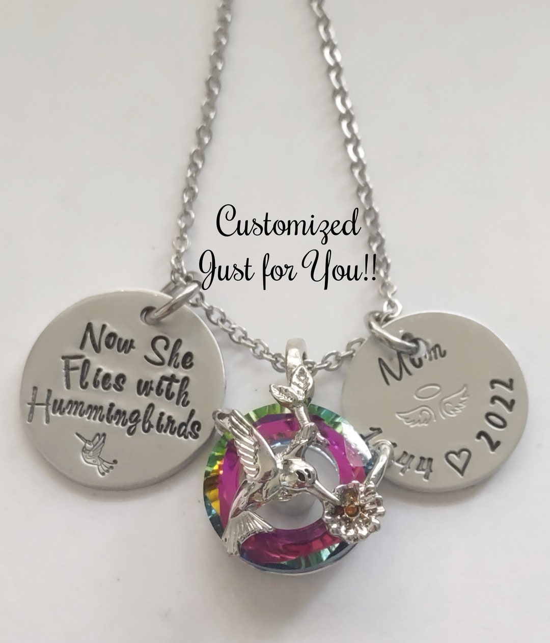 Personalized Crystal Cremation Urn Hummingbird Memorial Pendant ...