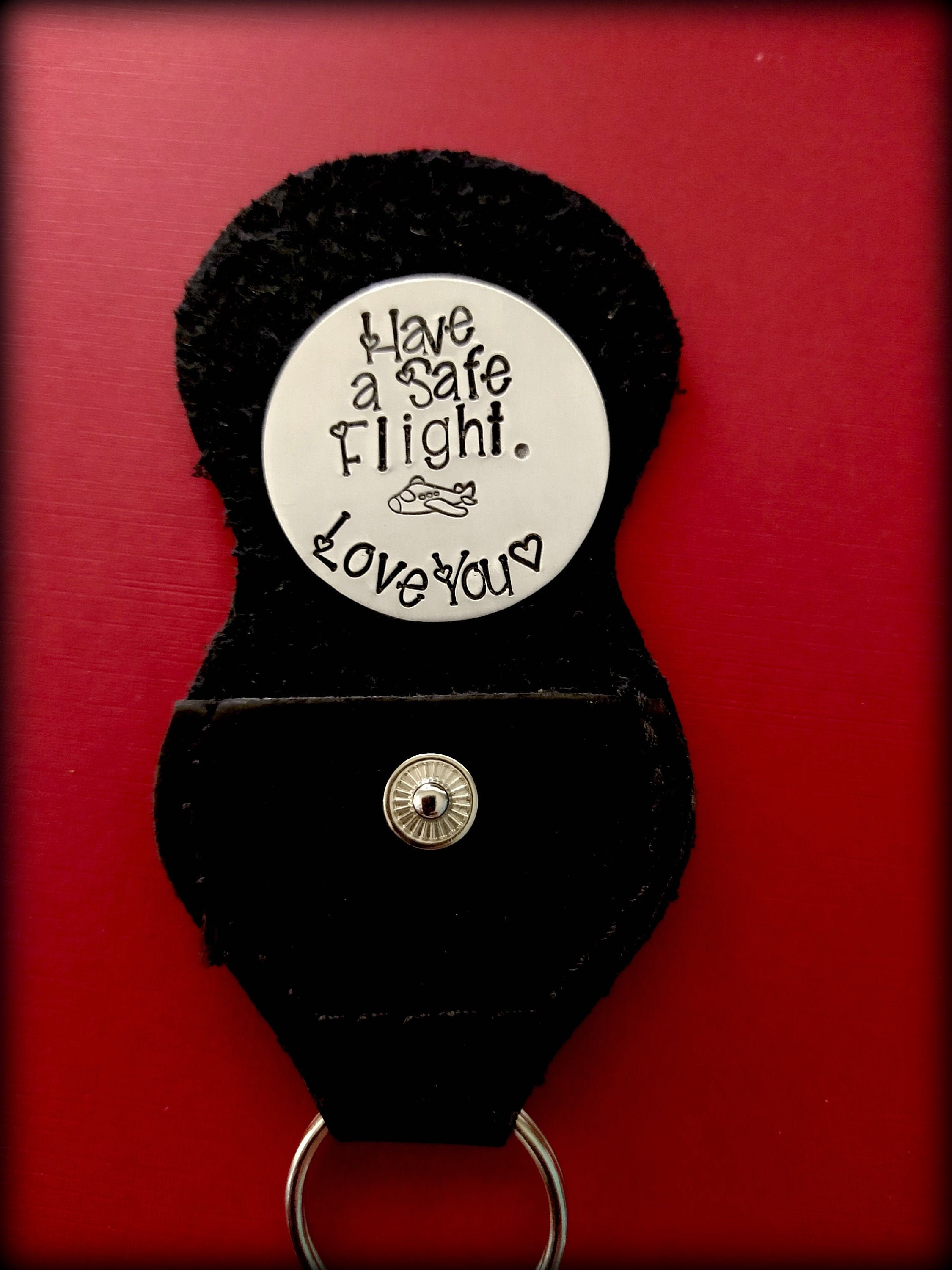 Have a Safe Flight Pocket Token, Hand Stamped Flying Gift, Custom Pilot ...