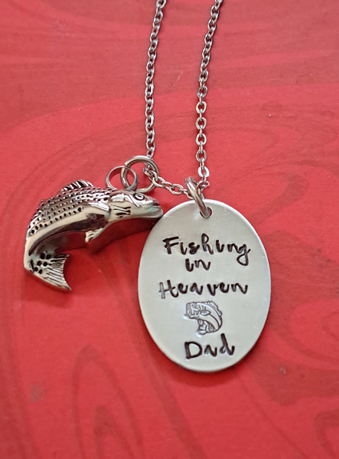 Fish Memorial Urn Necklace, Personalized Dad Memorial Jewelry, Hand ...