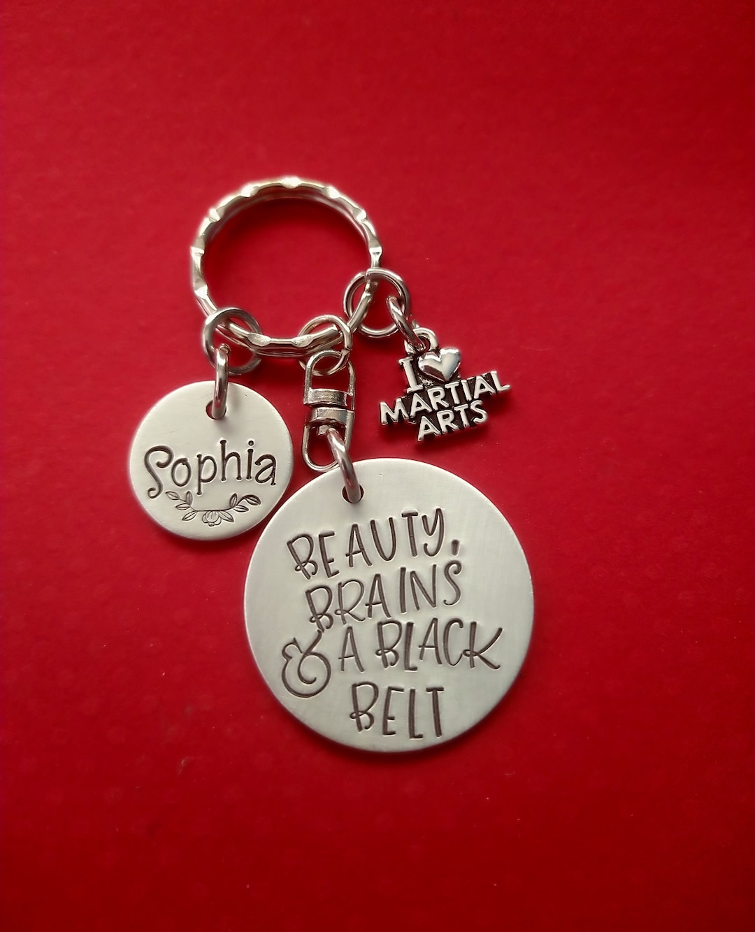 Personalized Martial Arts Keychain, Hand Stamped Karate Key Chain, Judo ...