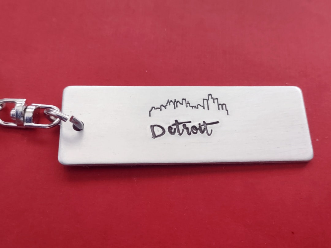 Detroit Skyline Keychain, City Skyline Key Chain, Michigan Keychain ...