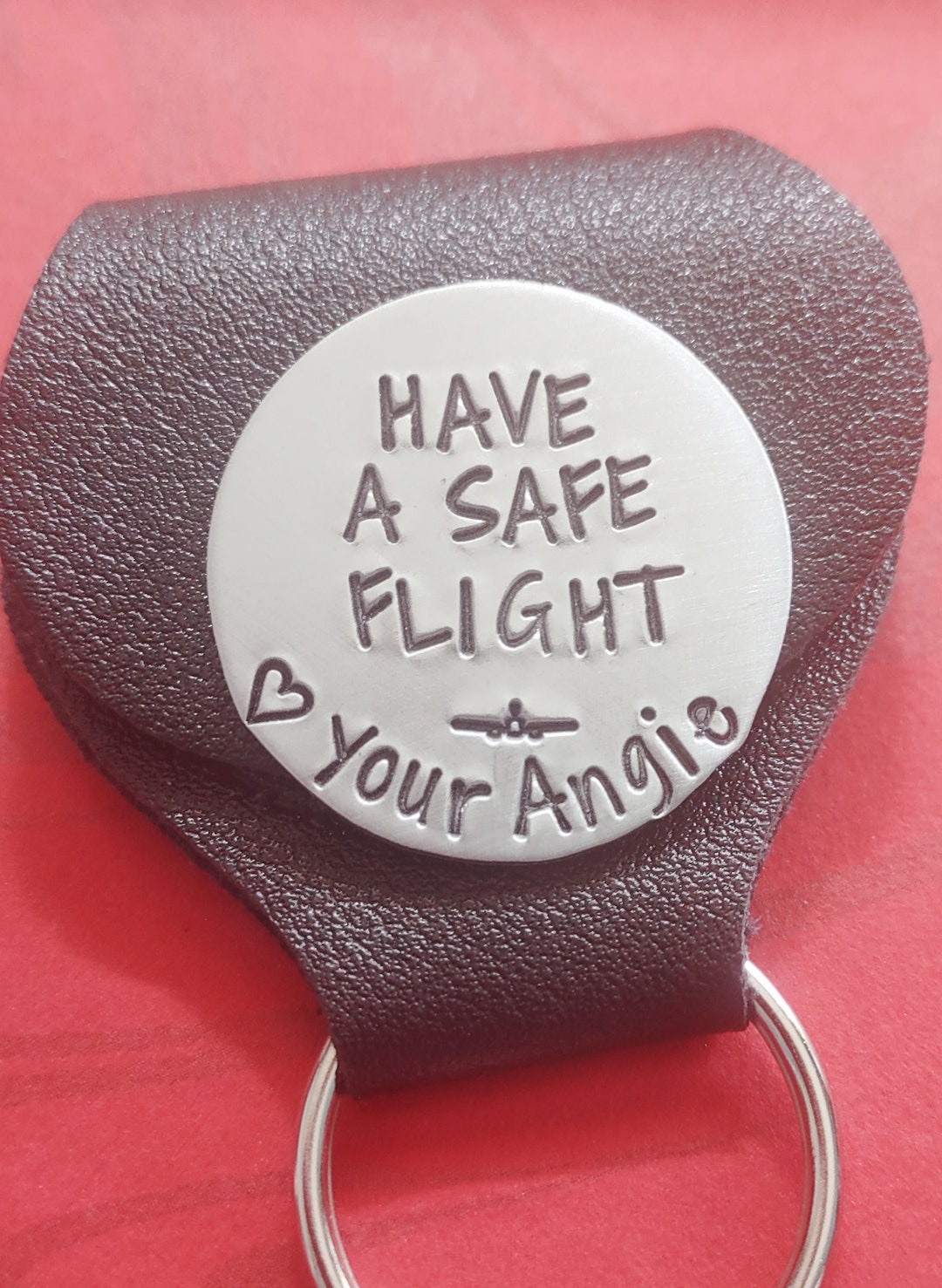 Have a Safe Flight Pocket Token, Hand Stamped Flying Gift, Custom Pilot ...