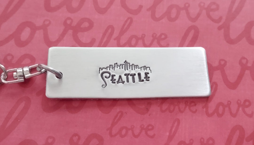 Seattle, Washington City Skyline Keychain, Hand Stamped Custom Key ...