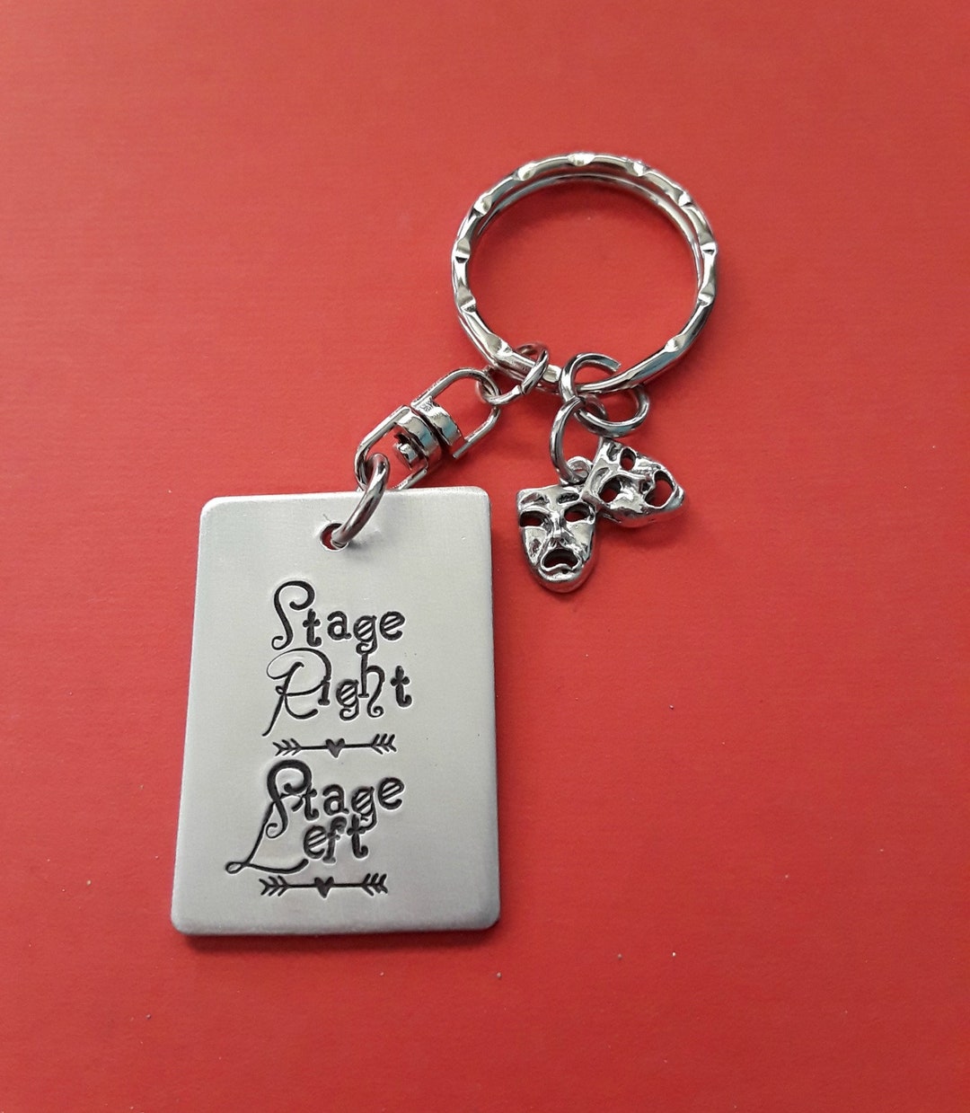 Theatre Gift, Hand Stamped Theater Keychain, Stage Left Stage Right ...