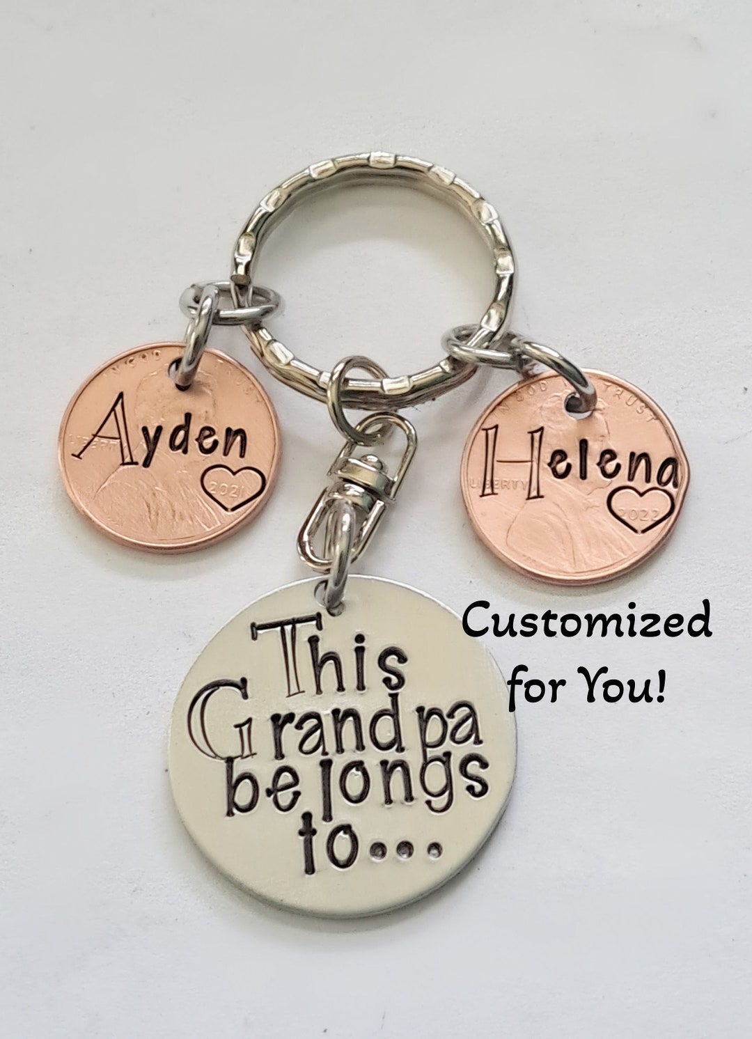 Grandpa Keychain, This Grandpa Belongs To....grandkids Name, Father's ...