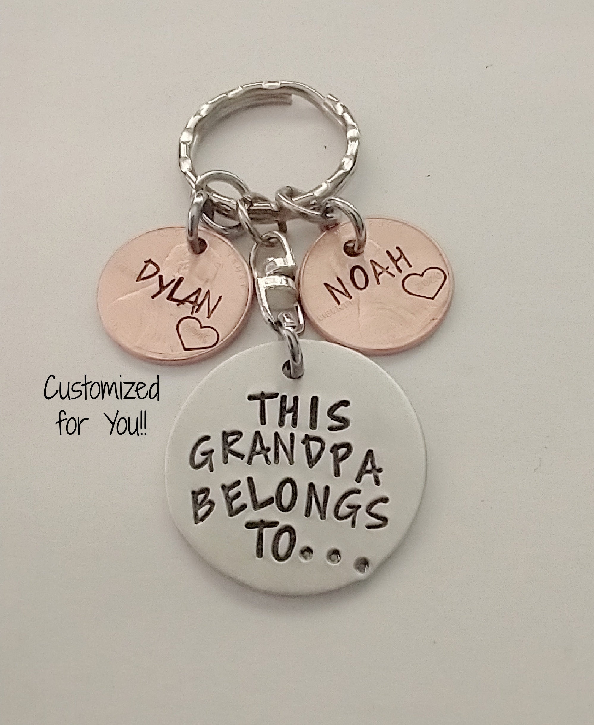 Grandpa Keychain This Grandpa Belongs To....grandkids Name - Etsy