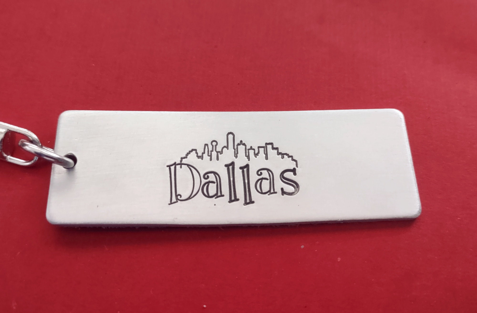 Dallas City Skyline Keychain Hand Stamped Custom Key Chains - Etsy