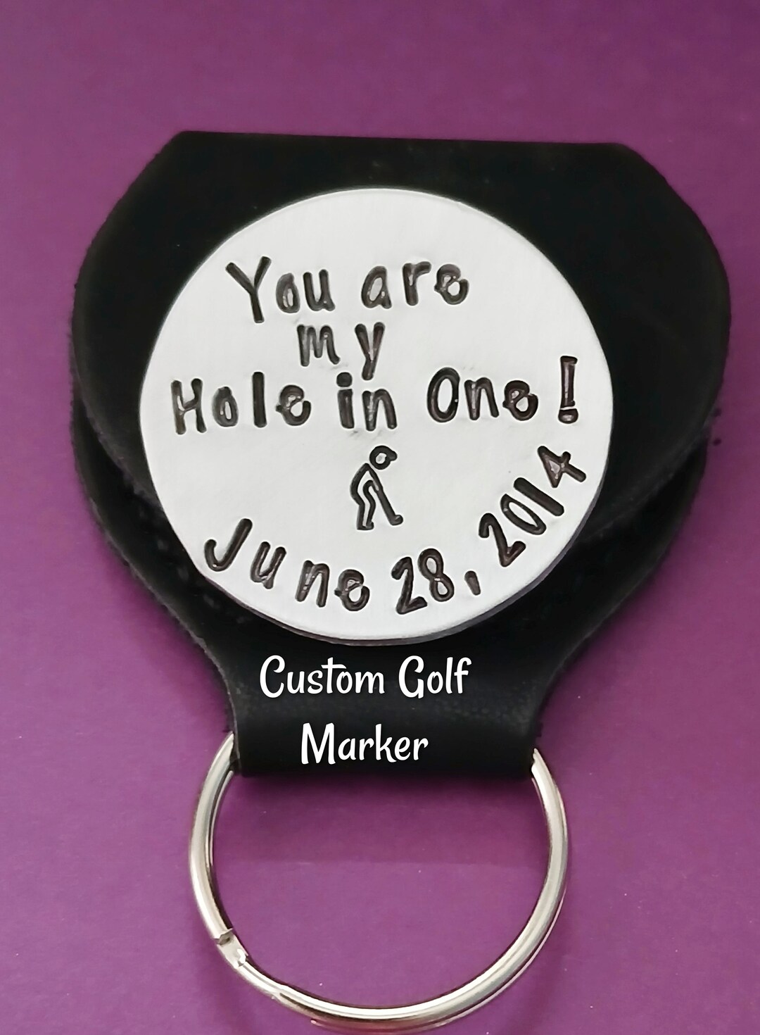 Personalized Golf Ball Marker With Leather Keychain Case, Custom Golf ...