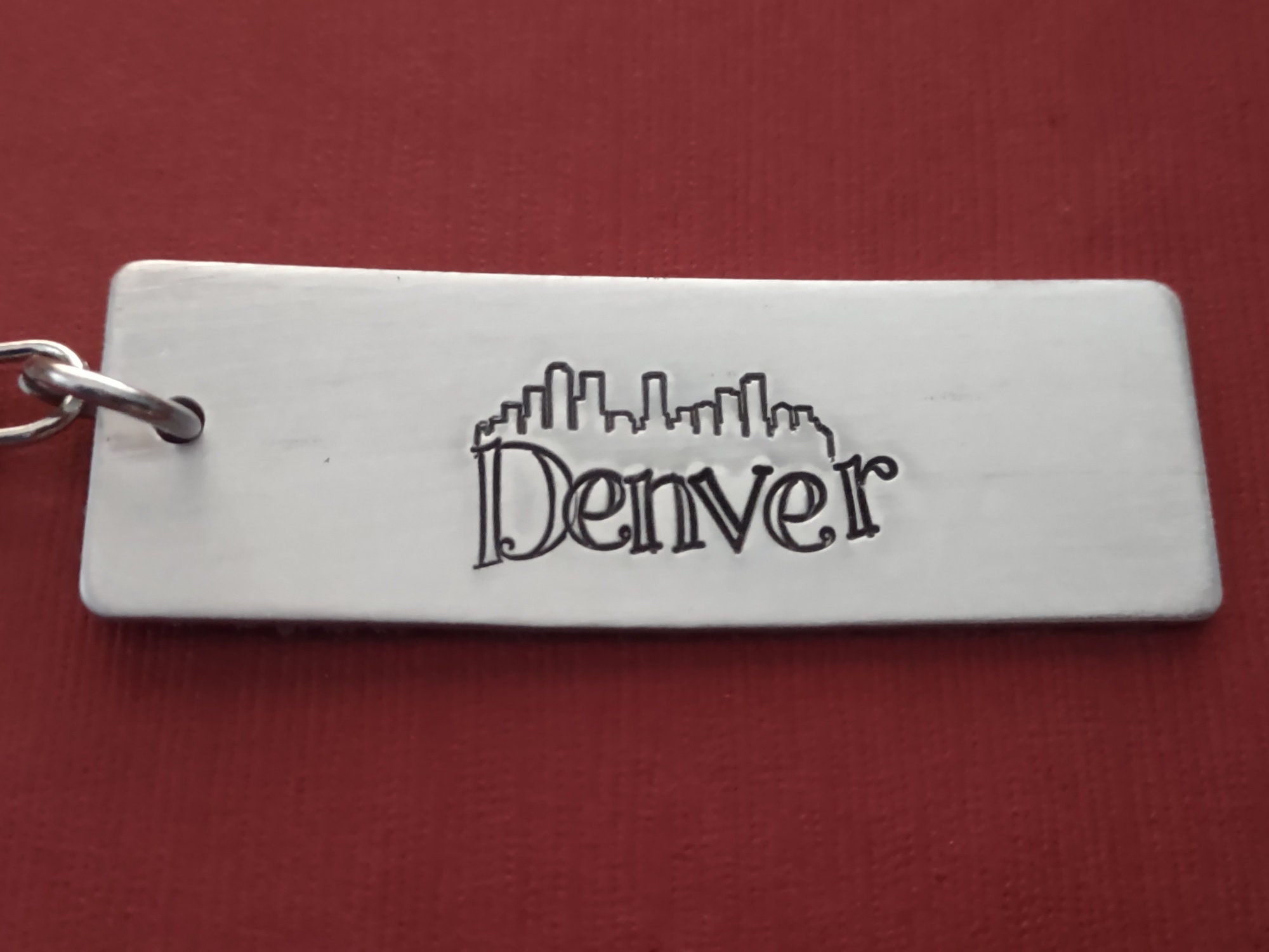 Denver Skyline Keychain Hand Stamped Custom Key Chain - Etsy