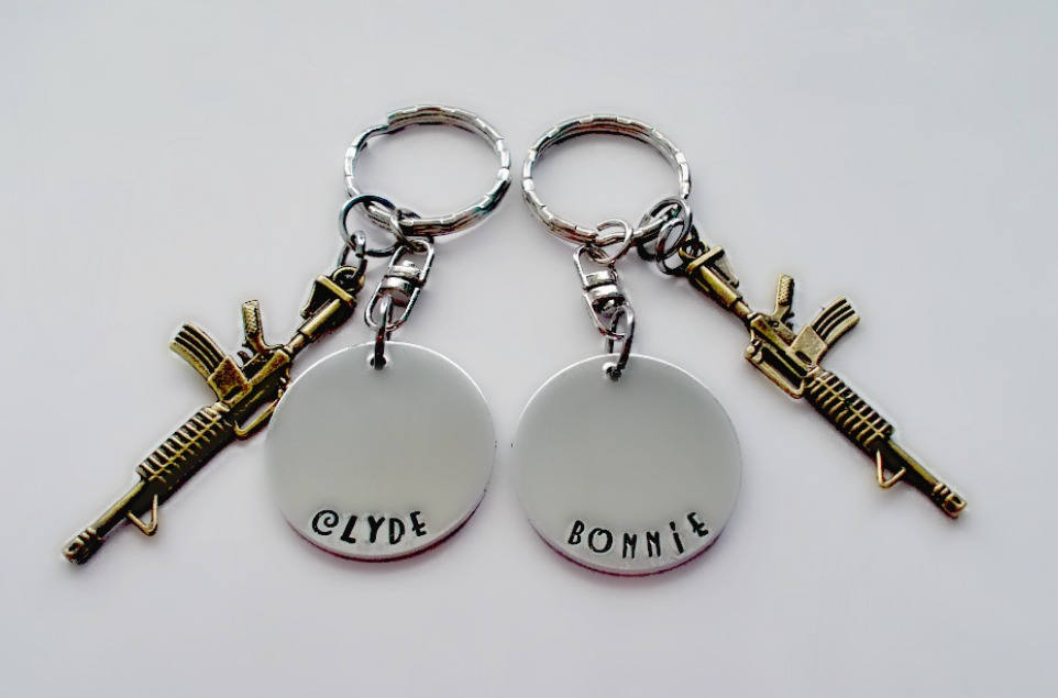 Hand Stamped Bonnie & Clyde Keychain Set Partners in Crime | Etsy
