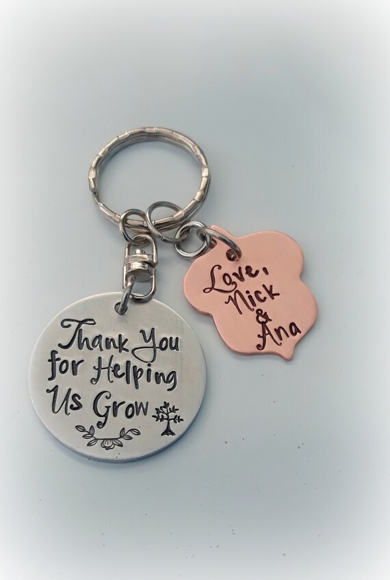 Thank You for Helping Me Grow Personalized Keychain Oak Tree | Etsy