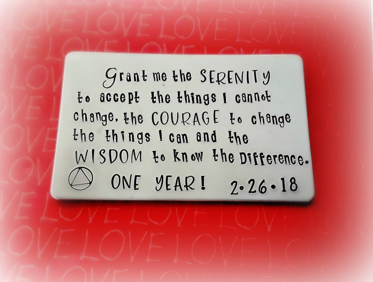 Hand Stamped Serenity Prayer Wallet Card Insert Recovery Gift | Etsy