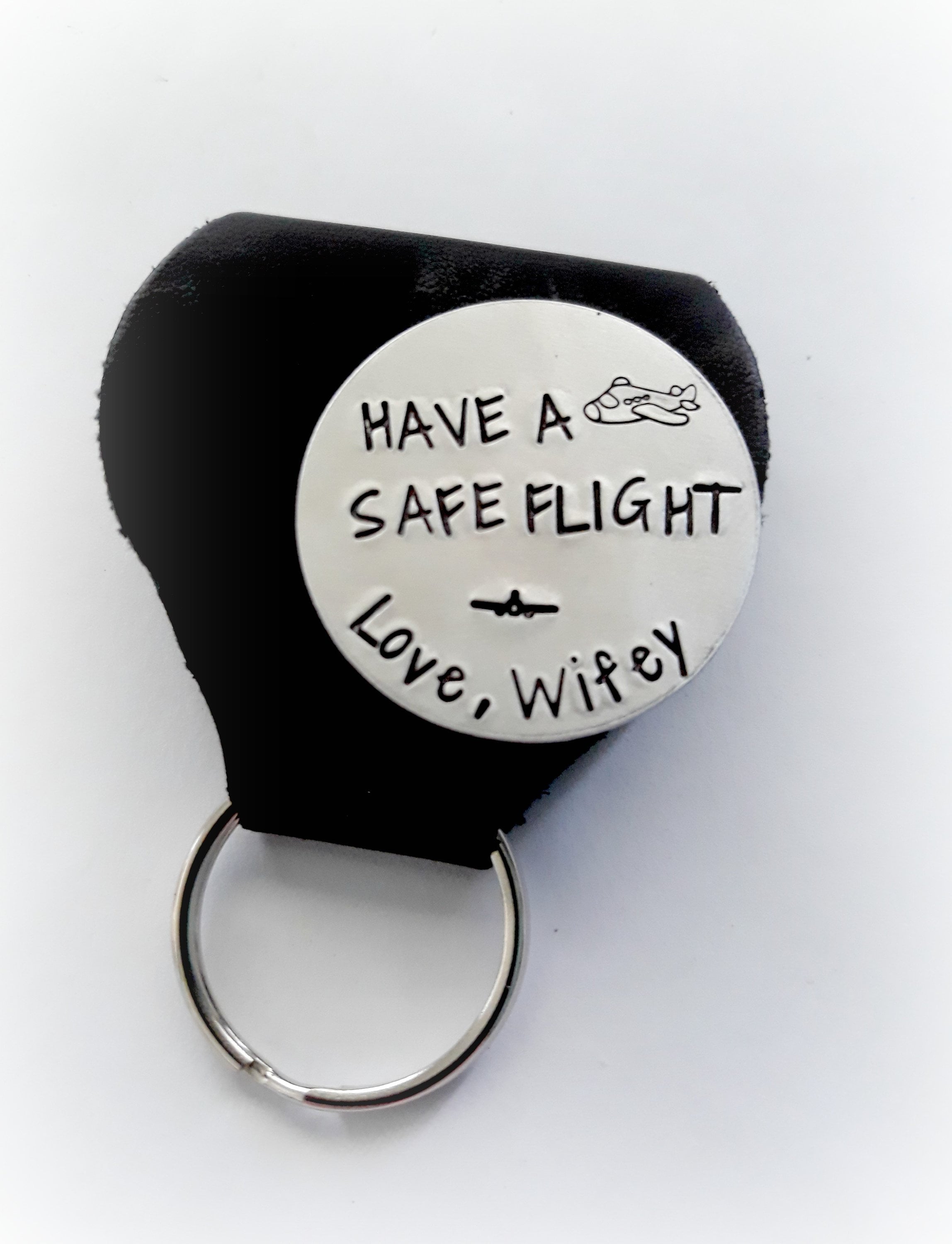 Have a Safe Flight Pocket Token, Hand Stamped Flying Gift, Custom Pilot ...